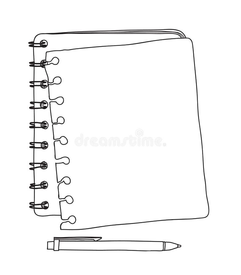 Notebook and Note Paper Hand Drawn Line Art Vector Cute Illustration ...