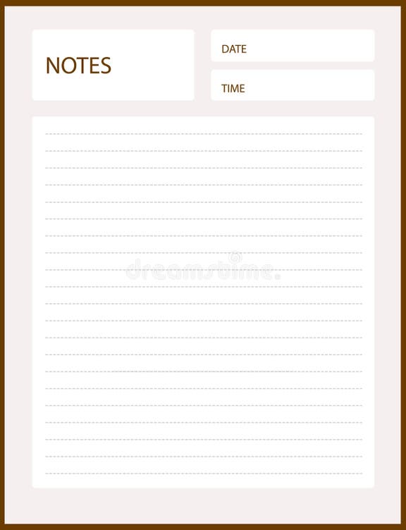 Notebook Notepad Page Template. Dotted Line Notepad Page with Date and ...