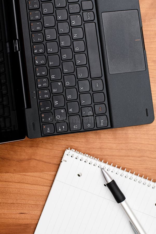 Notebook and Notepad on Wooden Table from Above Stock Image - Image of ...
