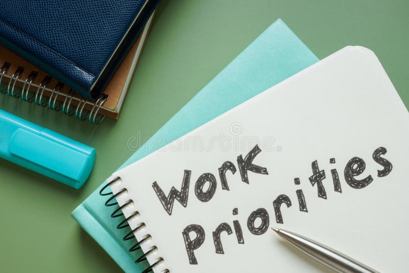 Notebook with Notes on Work Priorities. Organization and Productivity ...