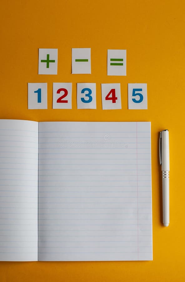 Notebook, Numbers, White Pen on a Yellow Background. Accessories for ...
