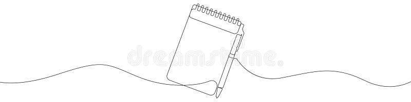 Notebook One Line Drawing Vector. Copybook Continuous Line Drawing ...