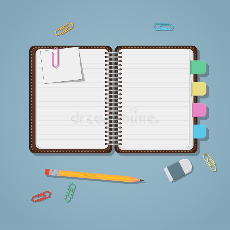 Notebook Open with Bookmarks Stock Vector - Illustration of message ...