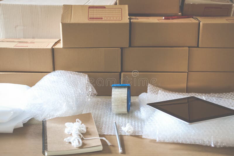 Notebook, Packing Accessories at Workplace of Startup Small Business ...