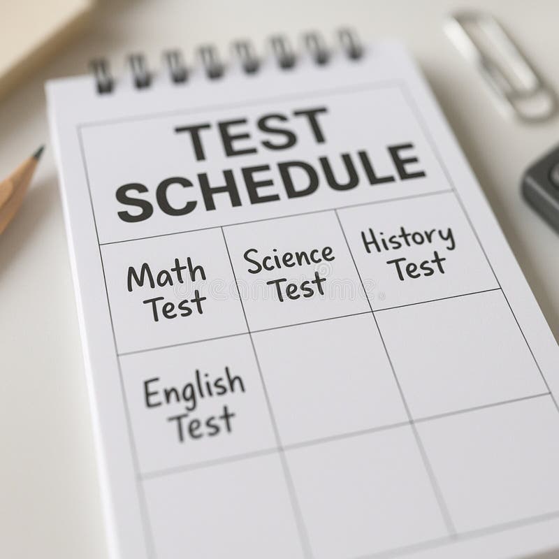 Test Schedule and Subjects Stock Image for Academic Planning Stock ...