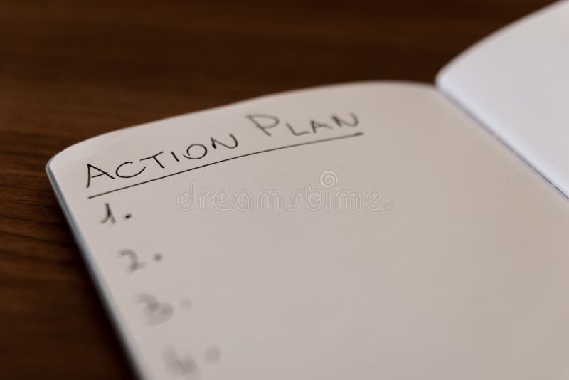 Notebook Page Marked `Action Plan` Stock Photo - Image of white ...