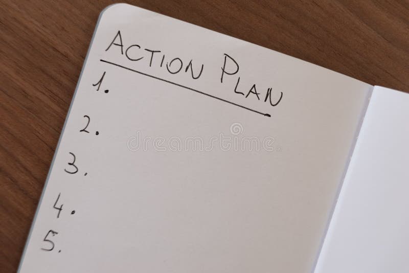 Notebook Page Marked `Action Plan` Stock Photo - Image of logic, ideas ...