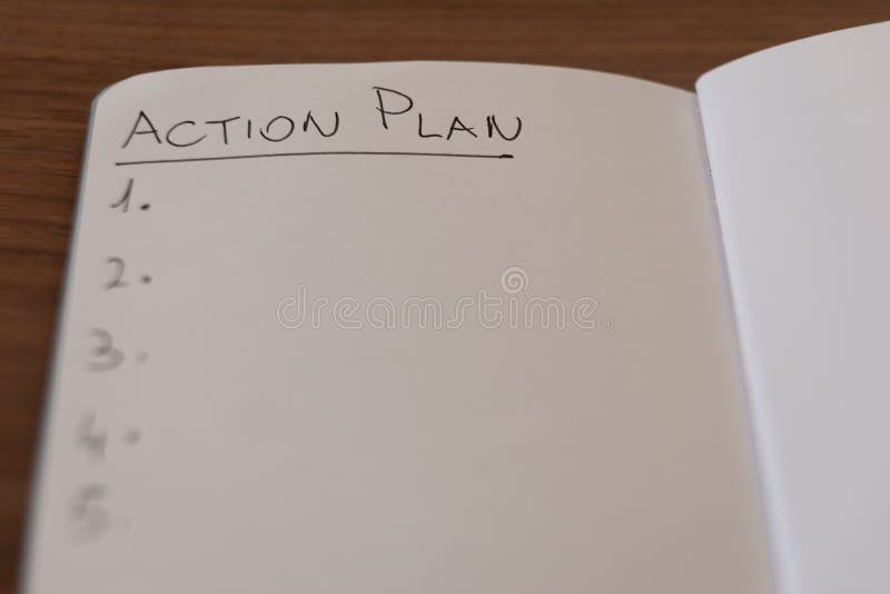 Notebook Page Marked `Action Plan` Stock Image - Image of plan, white ...