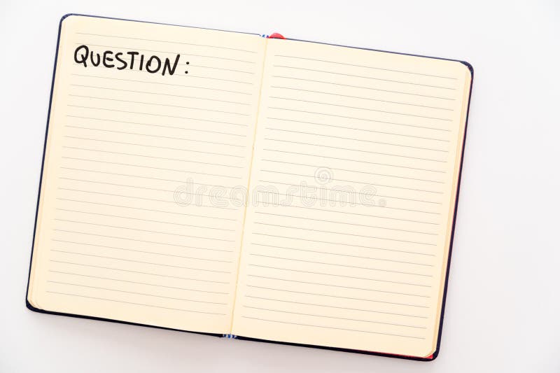 Notebook Page, with Questions Written. Stock Image - Image of ...