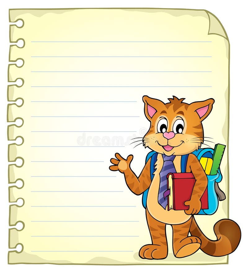 Notebook Page with School Cat Stock Vector - Illustration of artwork ...