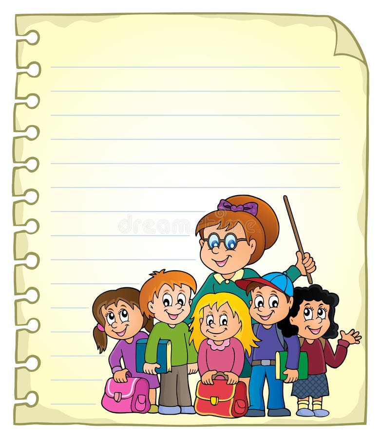 Notebook Page with School Class Stock Vector - Illustration of girl ...