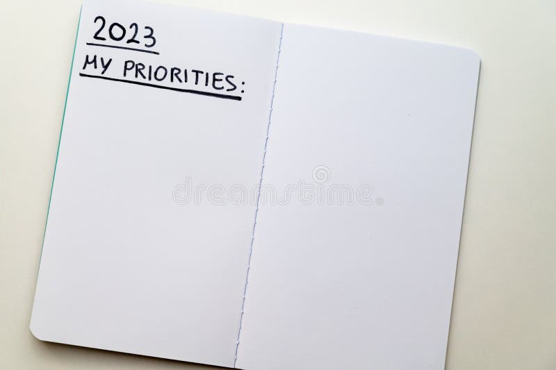 Notebook Page, with Text ` 2023 Priorities`. Stock Photo - Image of ...