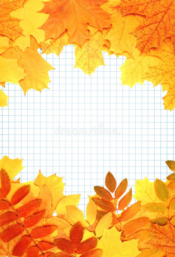Notebook Pages and Autumn Leaves Stock Illustration - Illustration of ...