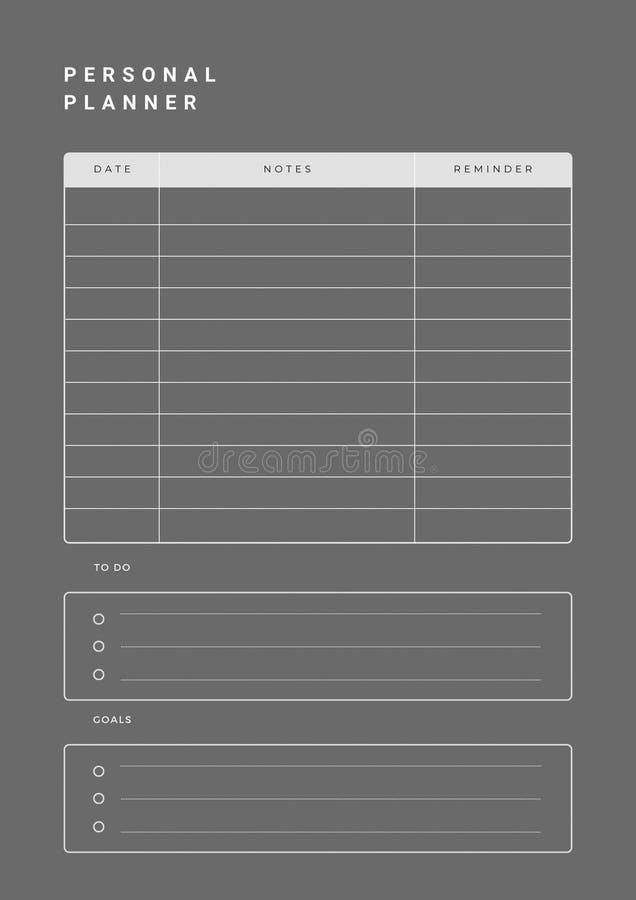 Weekly Planner Notebook Page. Modern Business Organizer with Notes and ...