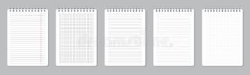 Notebook Pages with Wire Binding, Realistic Lined Paper Sheets. Empty School Notepad Page, Memo ...