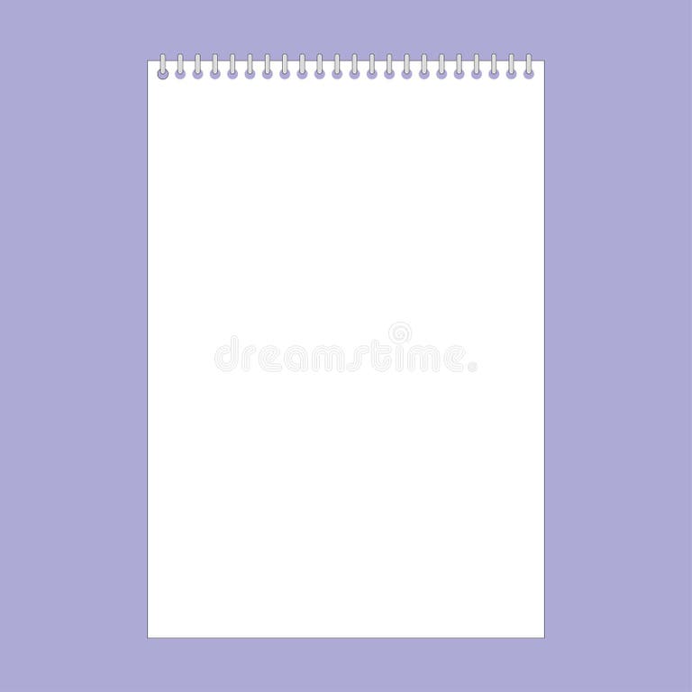 Notebook Pages with Wire Binding, Realistic Paper Sheets. Empty School ...