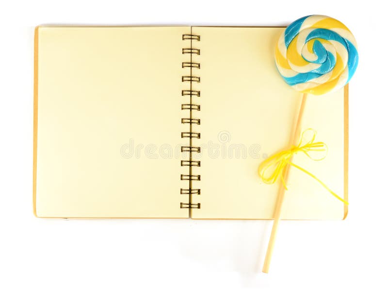 Notebook with Pale Lined Paper and Lollypop Stock Image - Image of pale ...