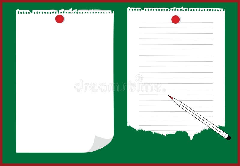 Paper Notes with Push Pin and Paperclip Stock Vector - Illustration of ...