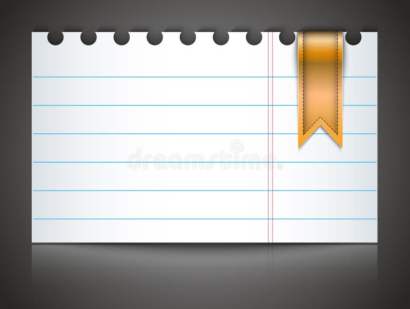 Notebook Paper with Bookmark Stock Vector - Illustration of office ...