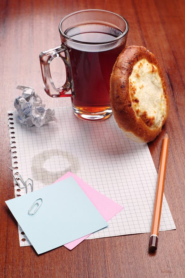 Notebook Paper and a Cup of Tea Stock Image - Image of crumpled, lunch ...