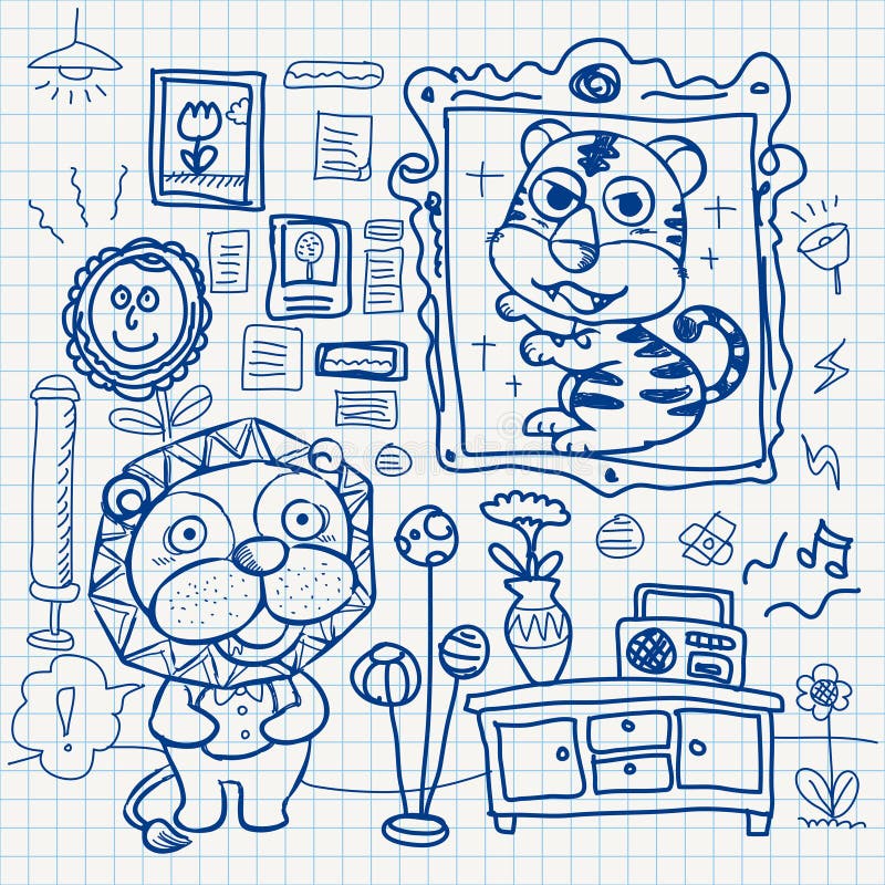 Notebook paper doodles stock vector. Illustration of house - 32040467