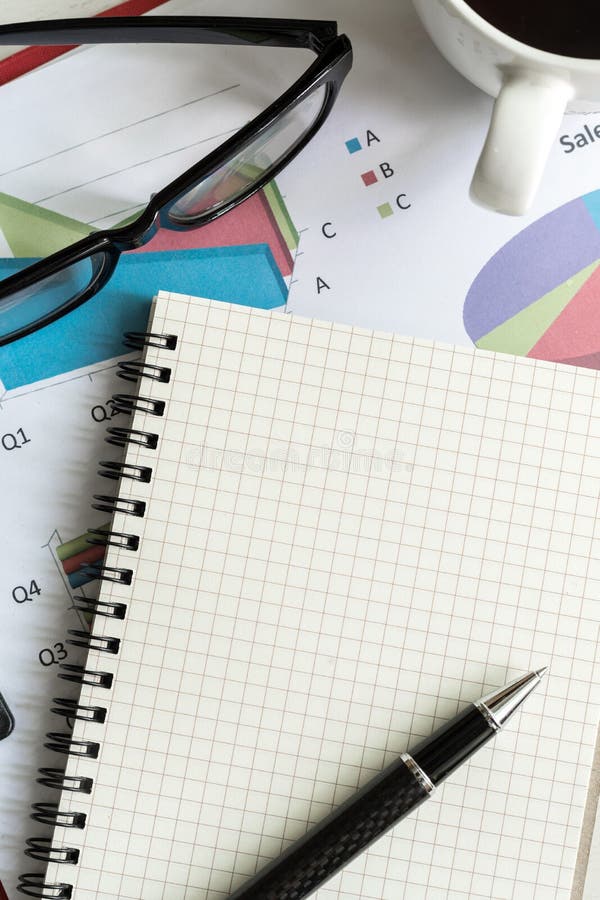 Notebook with Paper Graph Analysis Stock Photo - Image of closeup ...