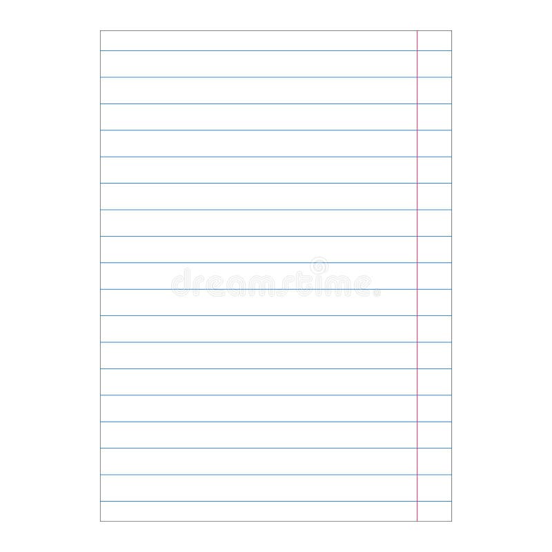 Notebook Paper Icon. Lined Sheet Design. Blue Lines, Red Margin. Vector ...