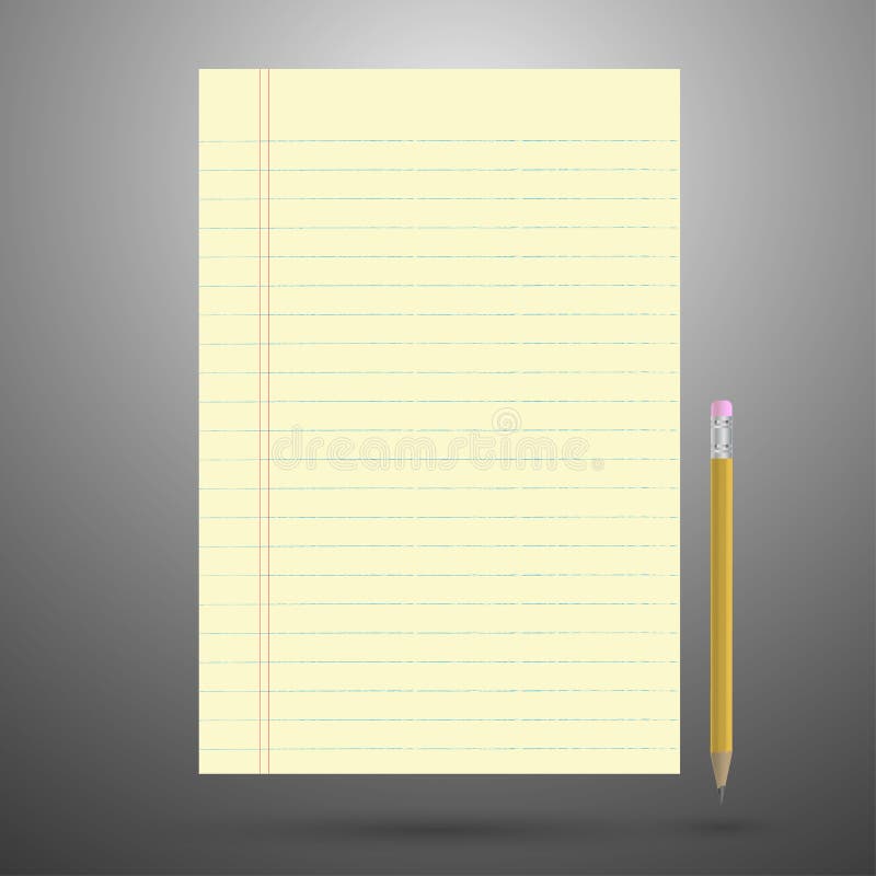 Notebook paper with pencil stock vector. Illustration of notepaper ...