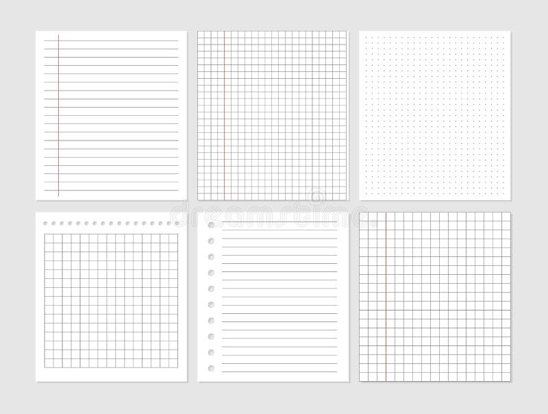 Notebook Paper Sheet Document. Graphical Blank Paper Sheet Set for Data ...
