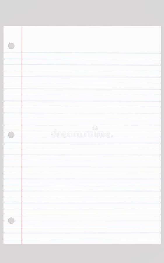 Notebook Paper Sheets Horizontal Blue Lines and a Vertical Red Stock ...
