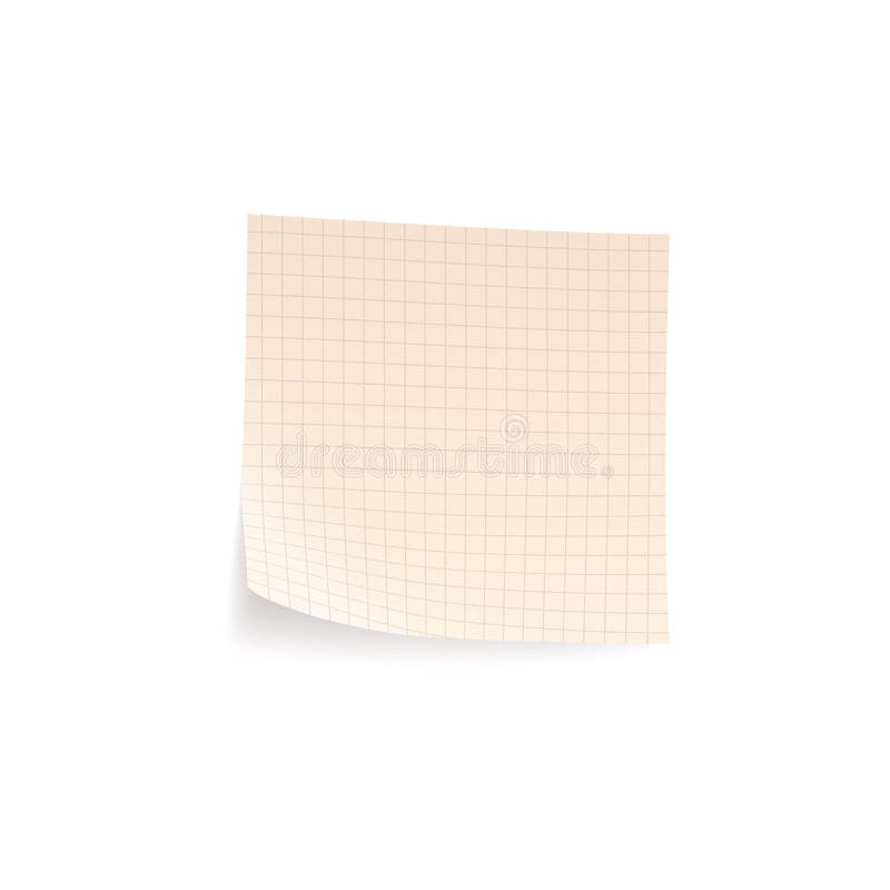 Notebook Paper Sticker Note, Vector Realistic Checkered Sheet with ...
