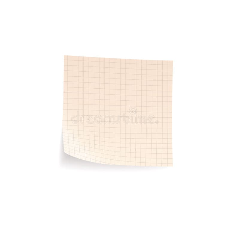 Notebook Paper Sticker Note, Vector Realistic Checkered Sheet with ...