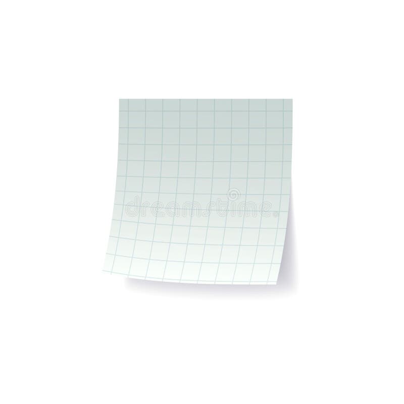Notebook Paper Sticker Note, Vector Realistic Checkered Sheet with ...