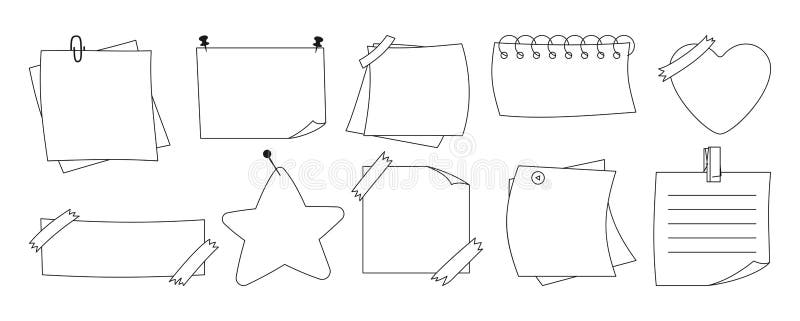 Notebook Paper Sticky Note Set Sticker Notepad Pin Stock Vector ...