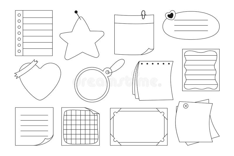 Notebook Paper Sticky Note Set Sticker Notepad Pin Stock Vector ...