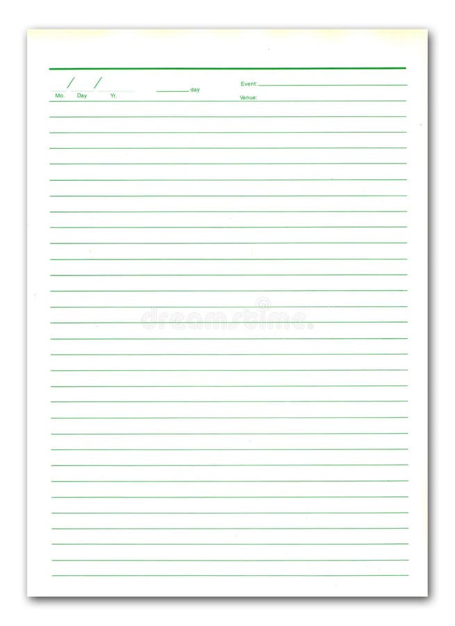 Notebook Paper On White Background Stock Photo - Image of object ... Notebook Paper On White Background Stock Photo - Image of object ...