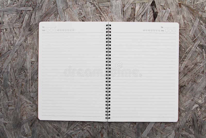 Notebook Paper on Wood Background Stock Image - Image of document ...