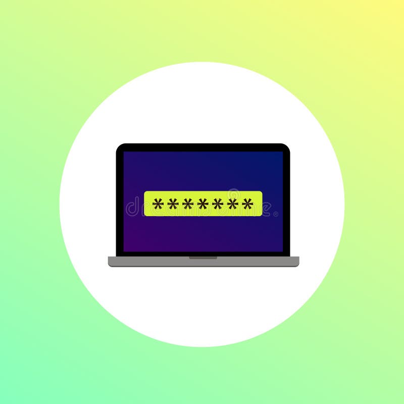 Notebook with Password Form Notification Illustration, Flat Style Icon ...