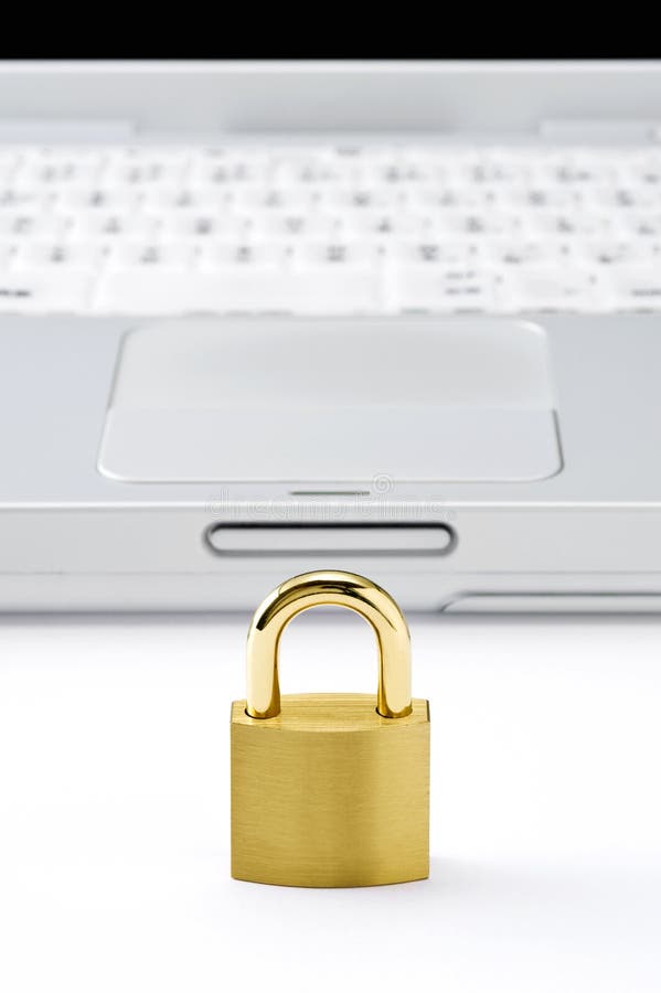 Notebook PC and Gold Padlock Stock Image - Image of computer, notebook ...