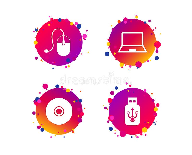 Notebook Pc and Usb Flash Drive Stick Icons. Vector Stock Vector ...