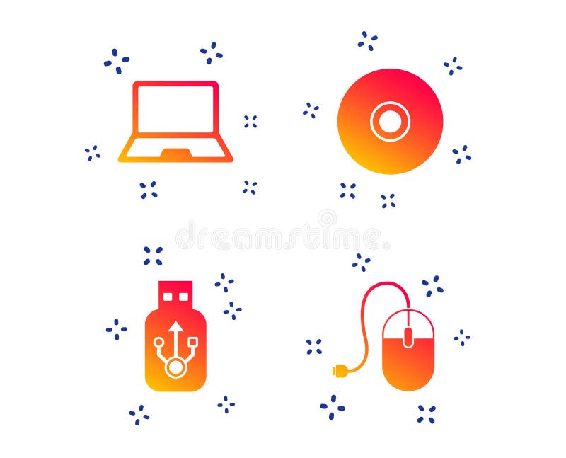 Notebook Pc and Usb Flash Drive Stick Icons. Vector Stock Vector ...