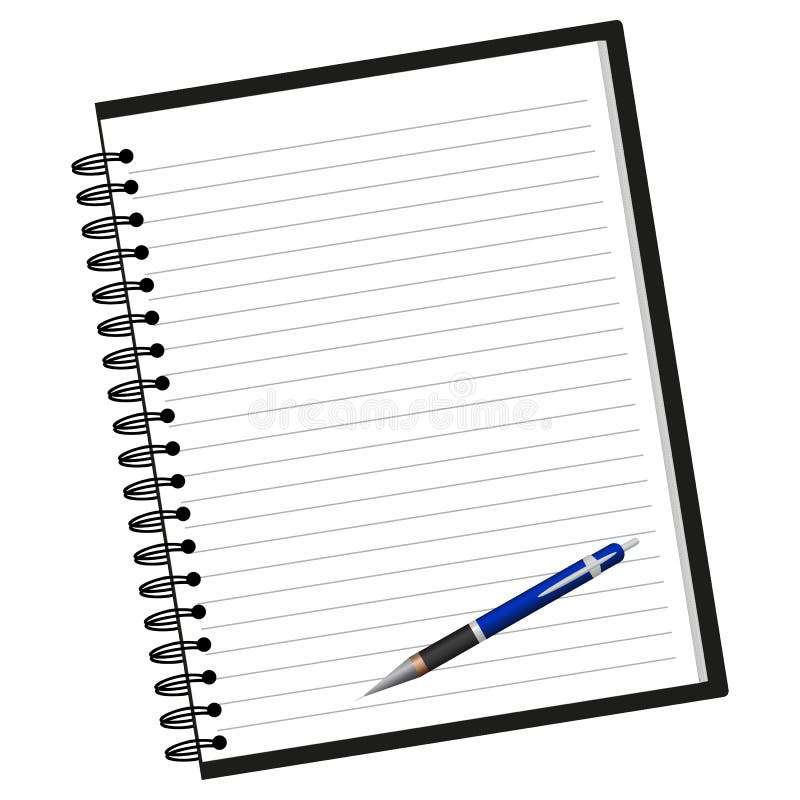Notebook and pen stock vector. Illustration of white - 26238355