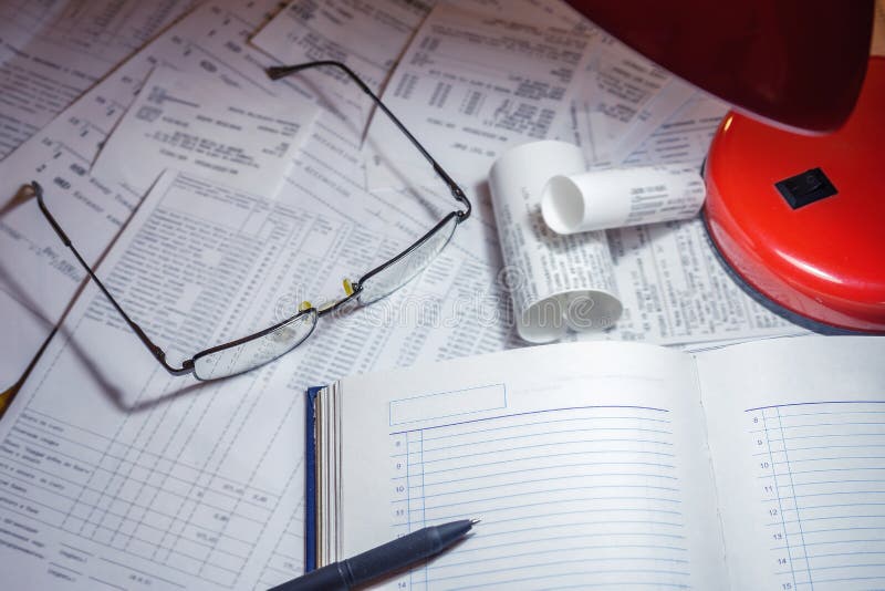 Notebook Pen Checks Glasses Stock Photo - Image of finances, deadline ...