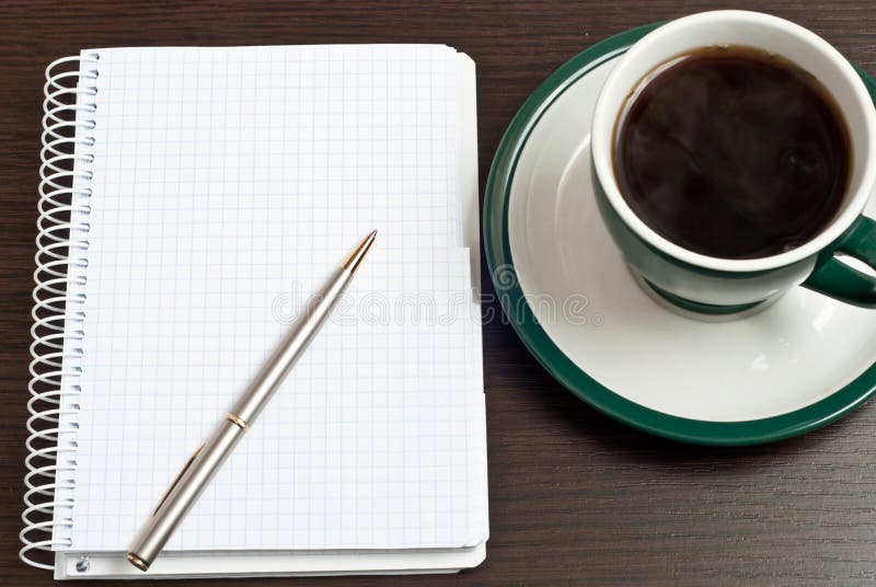 Coffee Cup and Notebook with To Do List on Blue Rustic Desk from Above ...