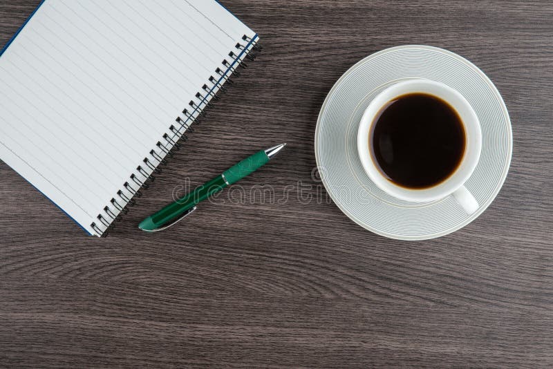 Notebook with Pen and Cup of Coffee, Planning Stock Image - Image of ...