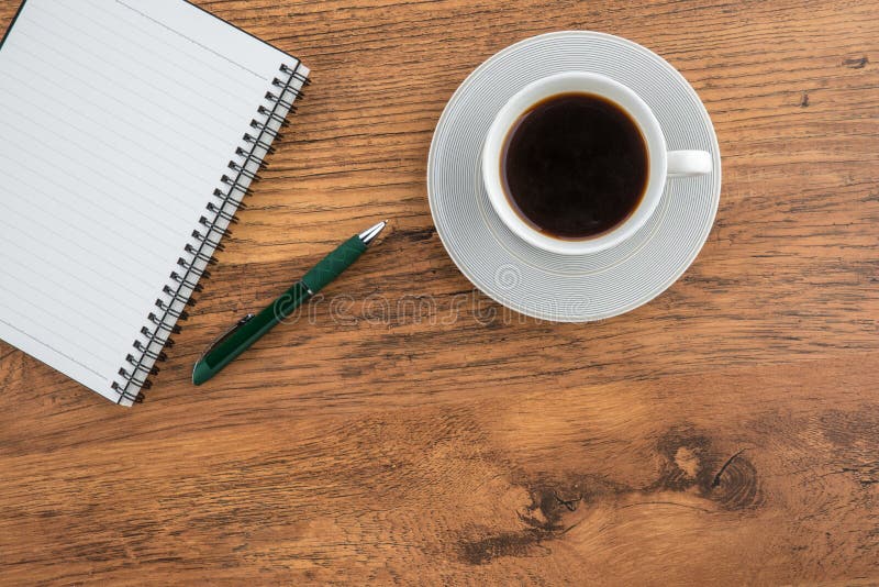 Notebook with Pen and Cup of Coffee, Planning Stock Image - Image of ...