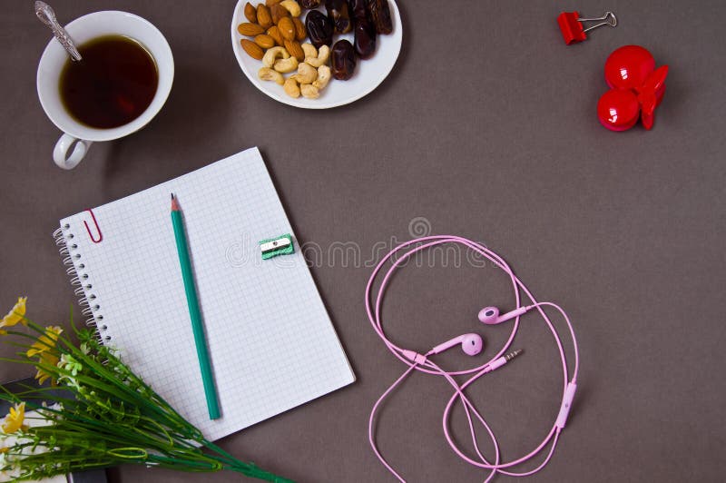 Notebook, Pen, Cup of Coffee. Stock Image - Image of note, notebook ...