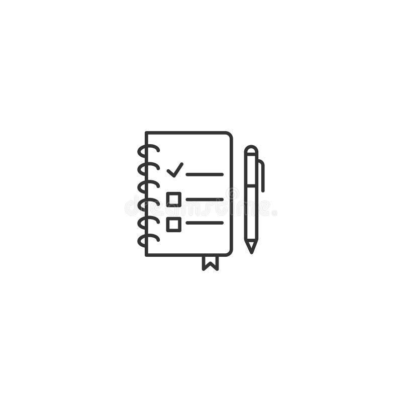 Notebook Pen Diary Note Book Line Icon. Journal Pencil Learning Notepad ...