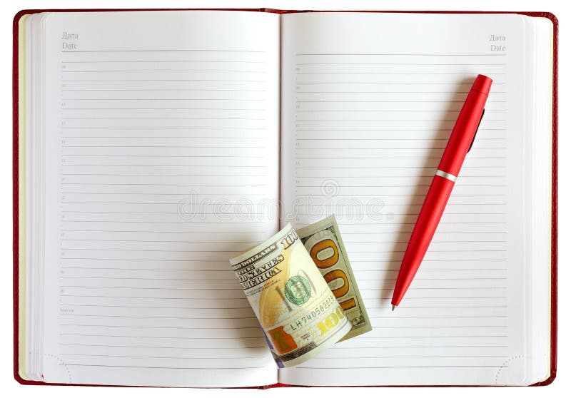 Notebook pen dollars stock photo. Image of dollars, money - 73937062