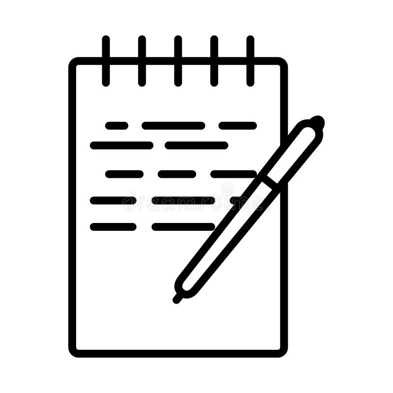 Notebook with Pen Icon stock vector. Illustration of diary - 245561222